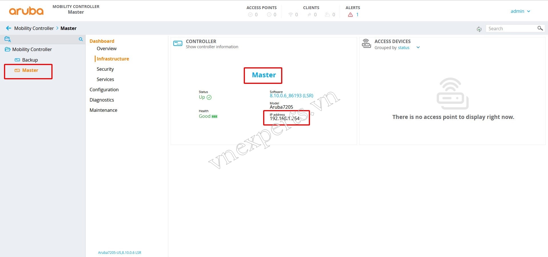 Cấu hình High Availability (HA) Aruba Controller khi không có Mobility ...