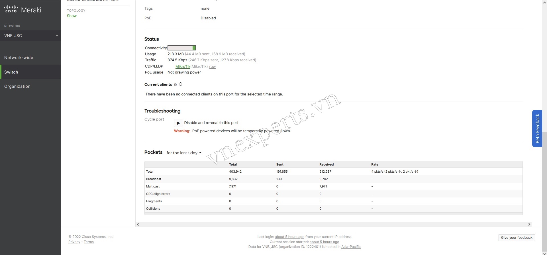 Hướng dẫn monitor Catalyst switch Cisco trên Meraki Dashboard