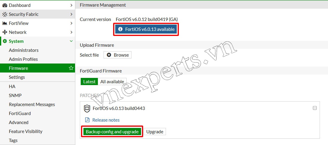 Hướng dẫn nâng cấp Firmware Fortigate