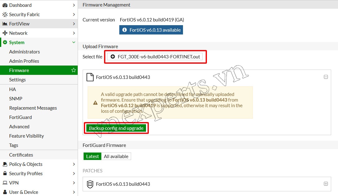 Hướng dẫn nâng cấp Firmware Fortigate