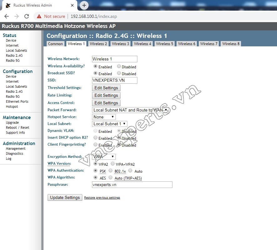 Hướng dẫn cấu hình Wireless Ruckus hoạt động ở chế độ Standalone.